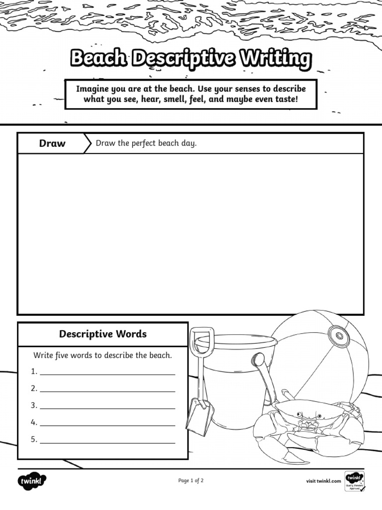 Descriptive Writing: A Day at the Beach | PDF