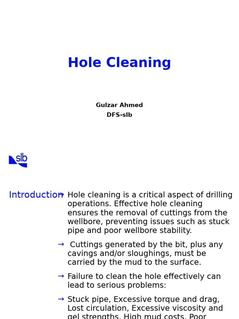 Hole Cleaning Presentation | PDF | Drilling | Borehole