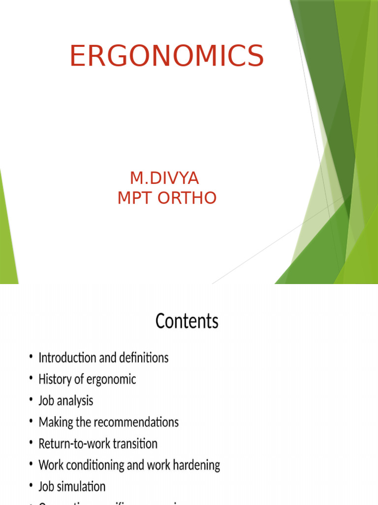Ergonomics Unit - 1 | PDF