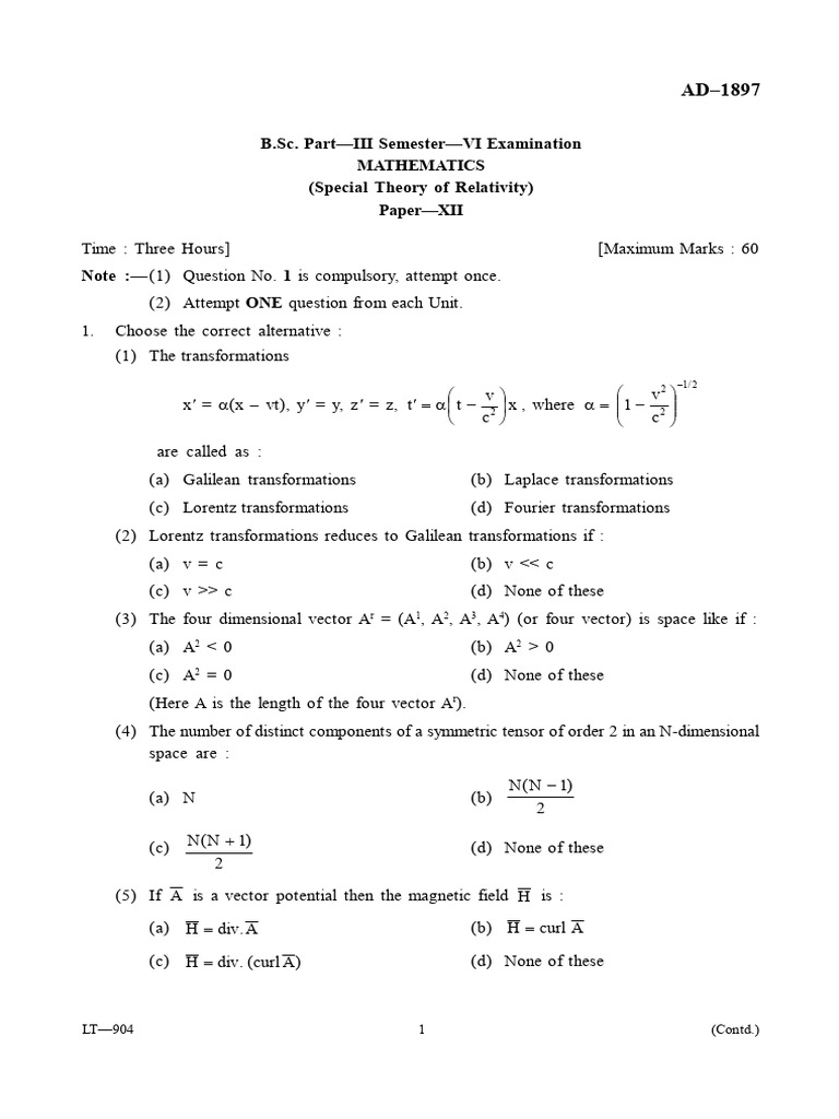 1897 - Mathematics - Special Theory of Relativity - Xii - 639 - (23!05 ...