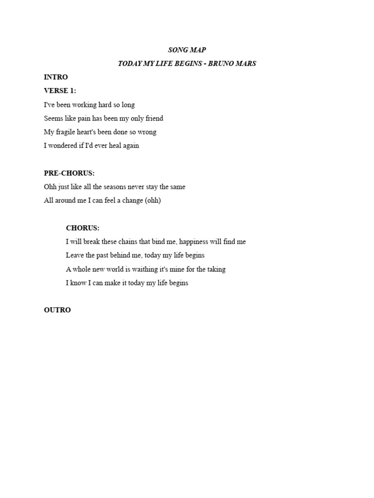 Song Maps for Bruno Mars and The Script | PDF