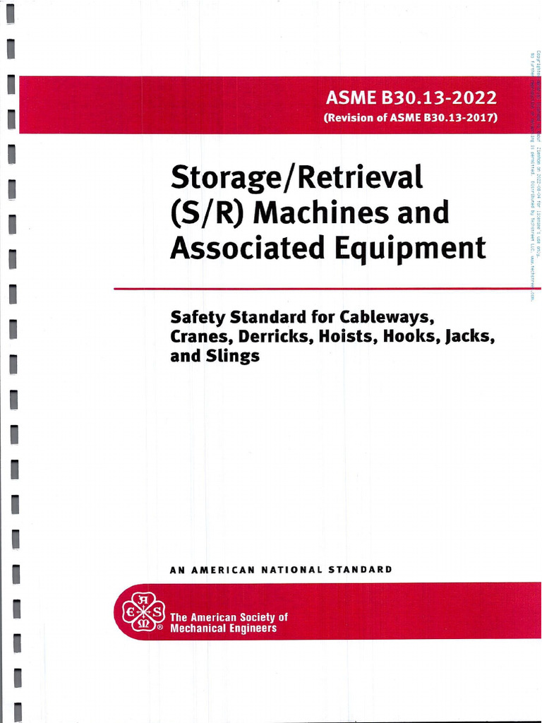Storage - Retrieval (Asme B30.13-2022) - 0001 | PDF