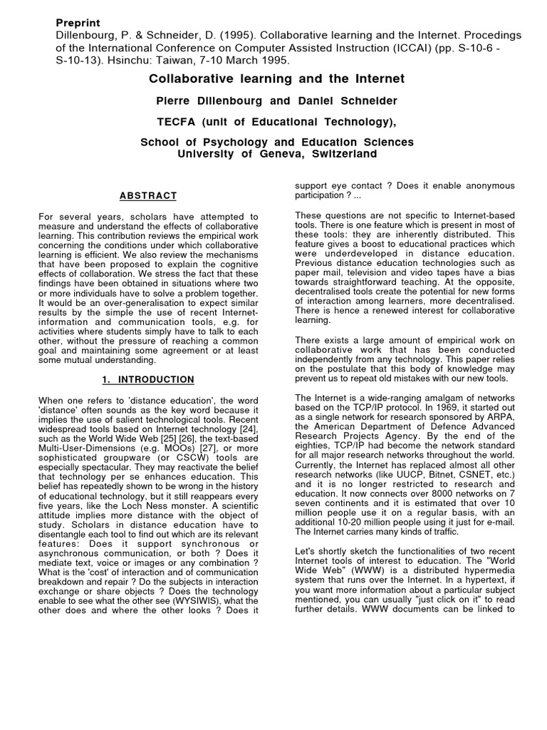 Collaborative Learning in Online Education | PDF | Learning | World ...