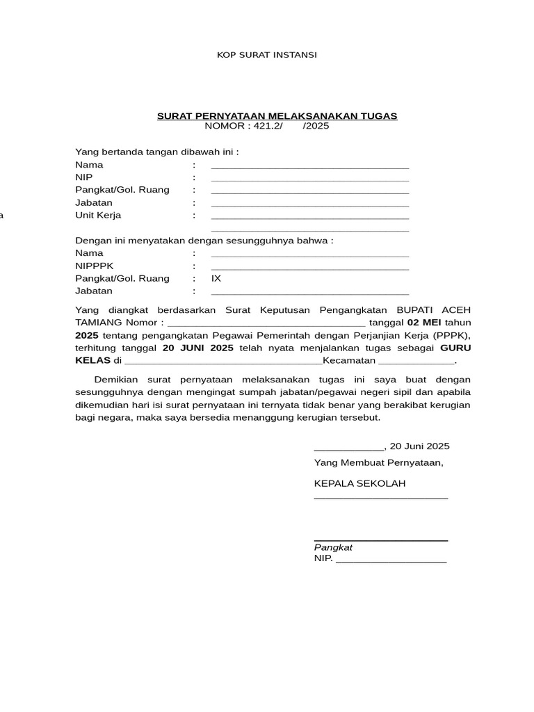 Format SPMT PPPK 2025 | PDF