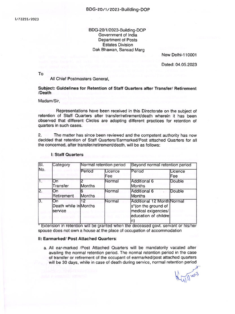 Guidelines for Retention of Govt Quarters | PDF | Justice | Crime ...
