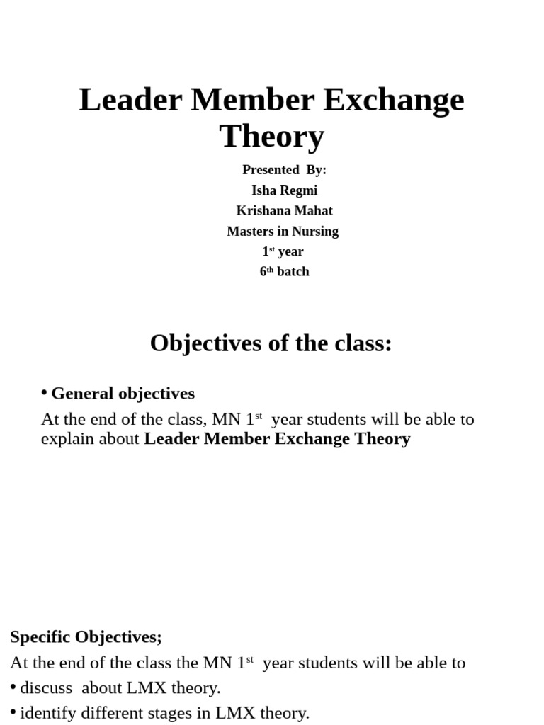 Leader Member Exchange Theory | PDF | Behavioural Sciences | Applied ...