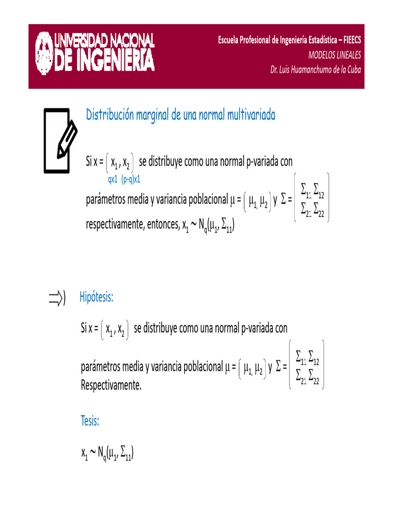 Clase 21 Distribución Marginal Normal | PDF | Teoría estadística ...