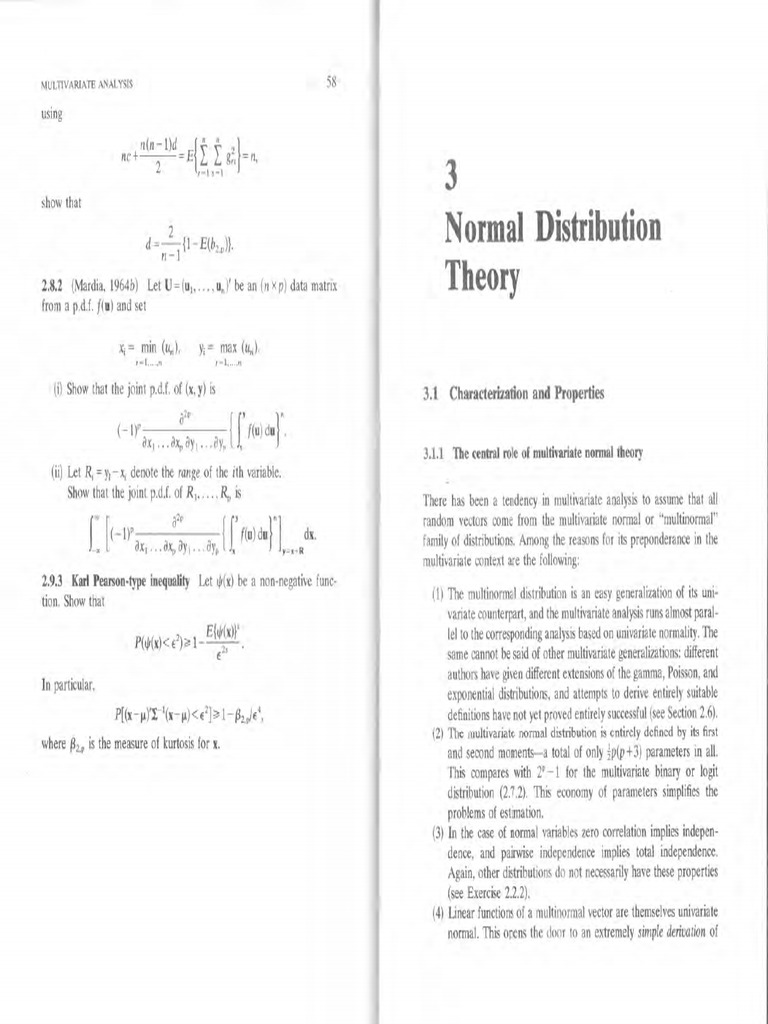 Cap 2 Multivariate Analysis MARDIA PP 59-64 | PDF | Statistical Models | Statistical Theory
