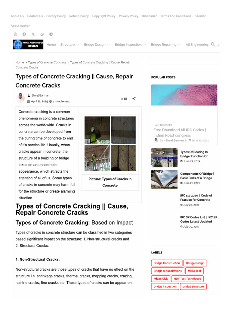 Types of Concrete Cracking | PDF