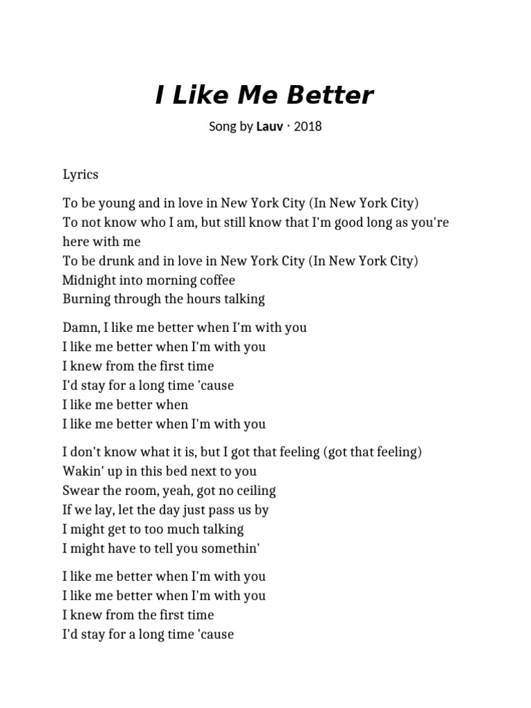 I Like Me Better - Lyrics | PDF