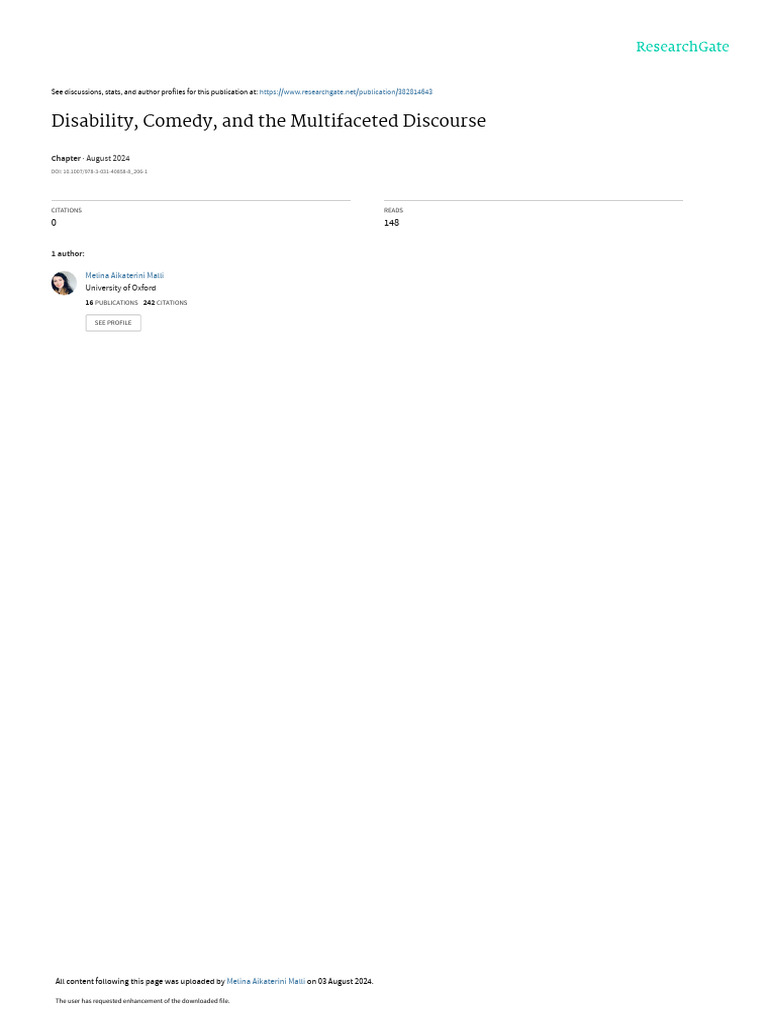 Disability Comedy and The Multifaceted Discourse 2 | PDF | Disability ...