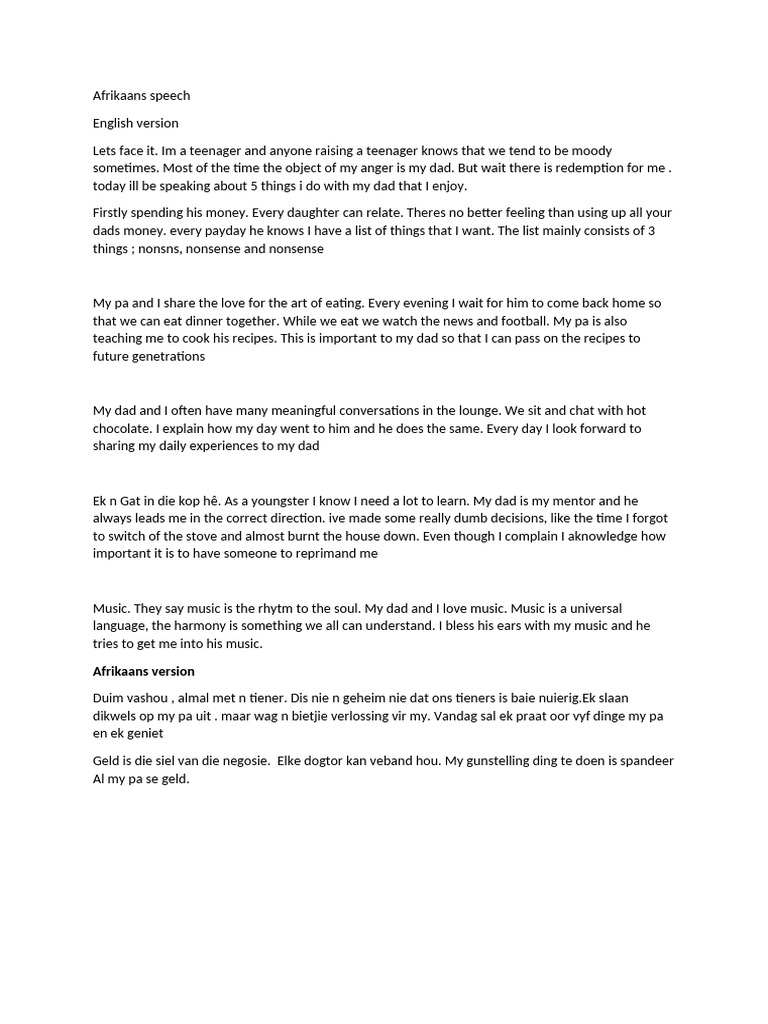 Afrikaans Speech | PDF