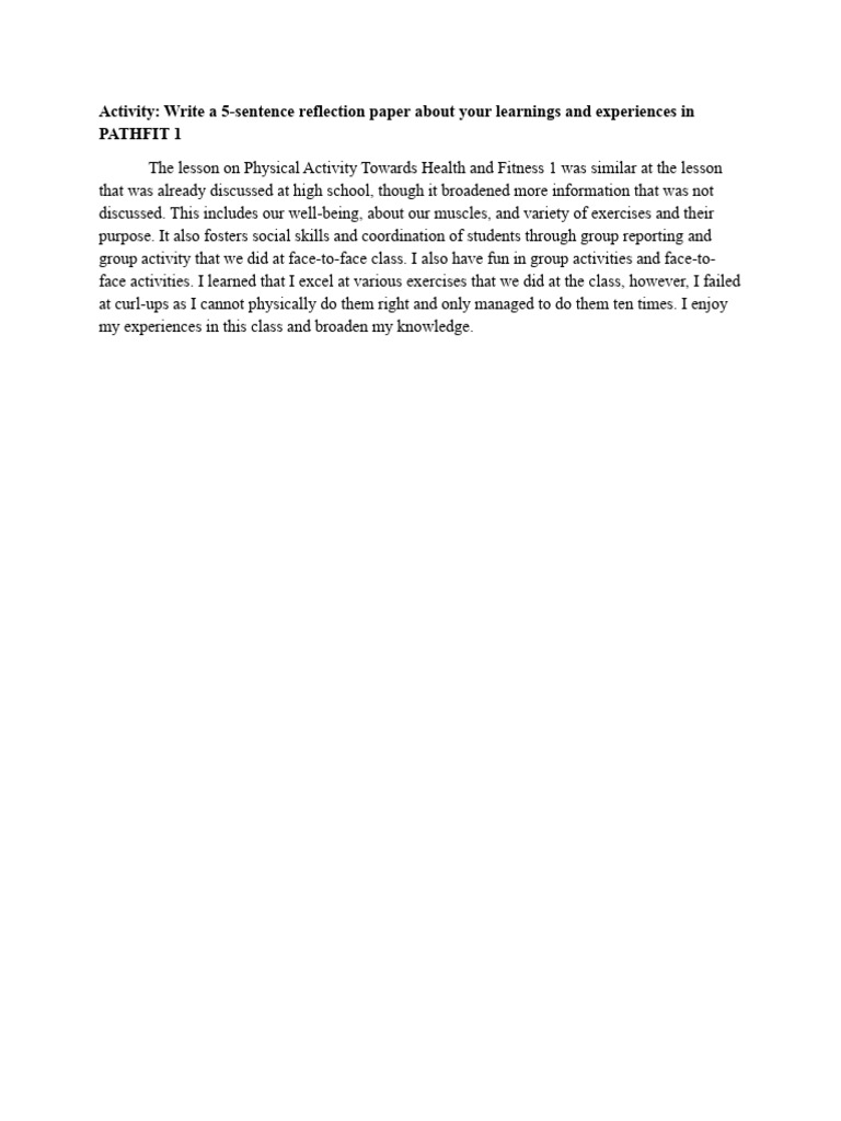 Reflection Pathfit1 | PDF