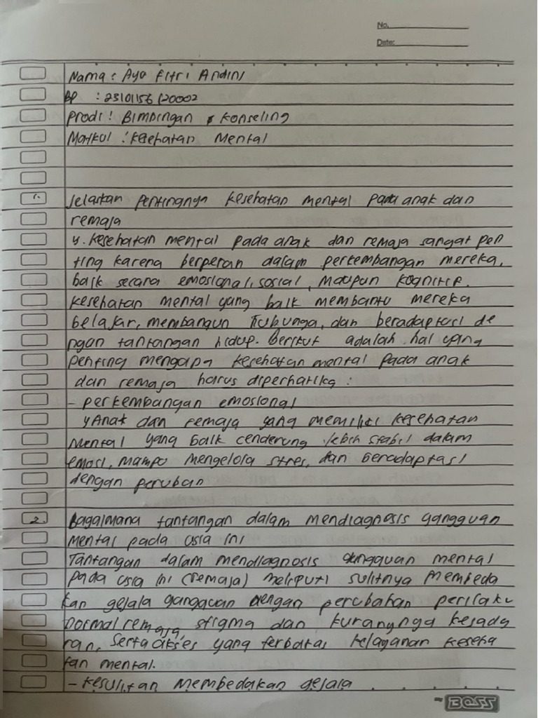 Tugas Kesehatan Mental Ayu Fitri Andini | PDF