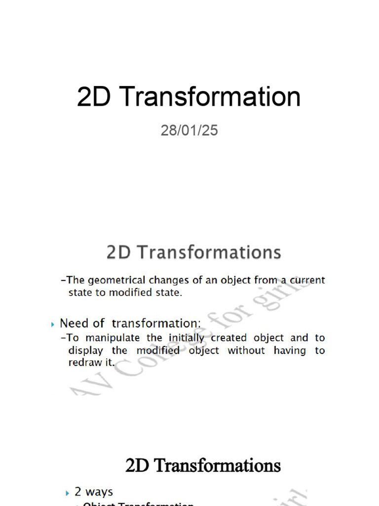 2D Transformation | PDF