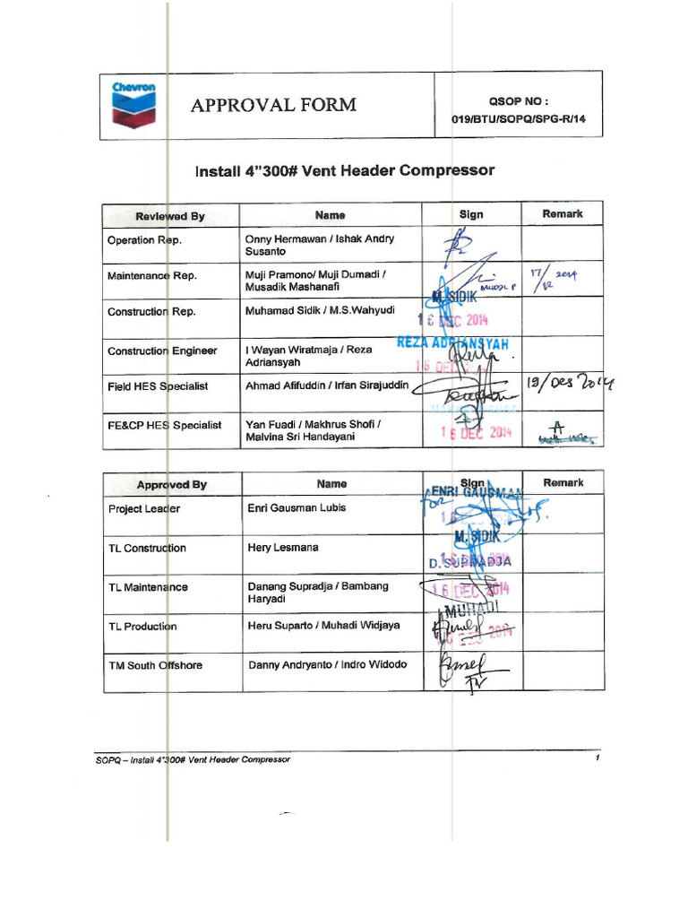 019 - SOPQ Install 4300# Vent Header Compressor (Workshop) - Completed ...