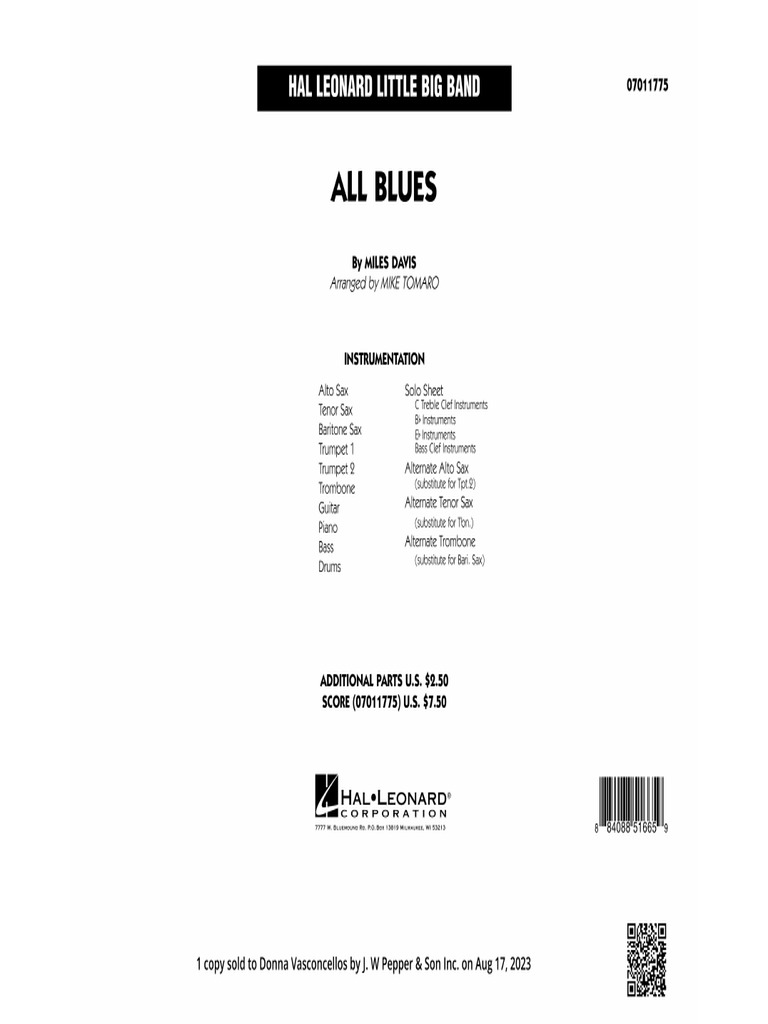 All Blues Little Big Band Score - Parts | PDF