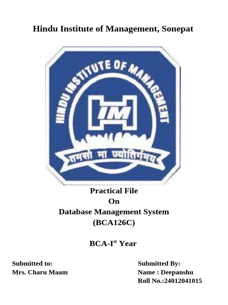 Database Management System Practical File | PDF