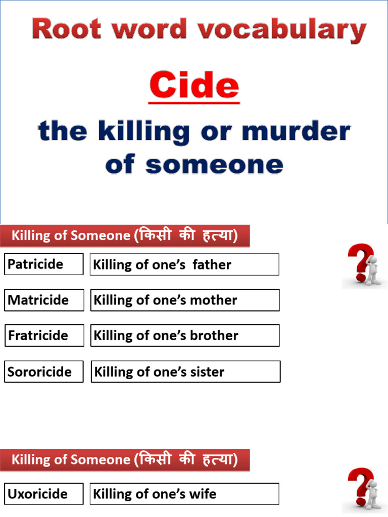 412 CLASS - 1 II Root Word Vocab - 1 (Cide) Notes | PDF