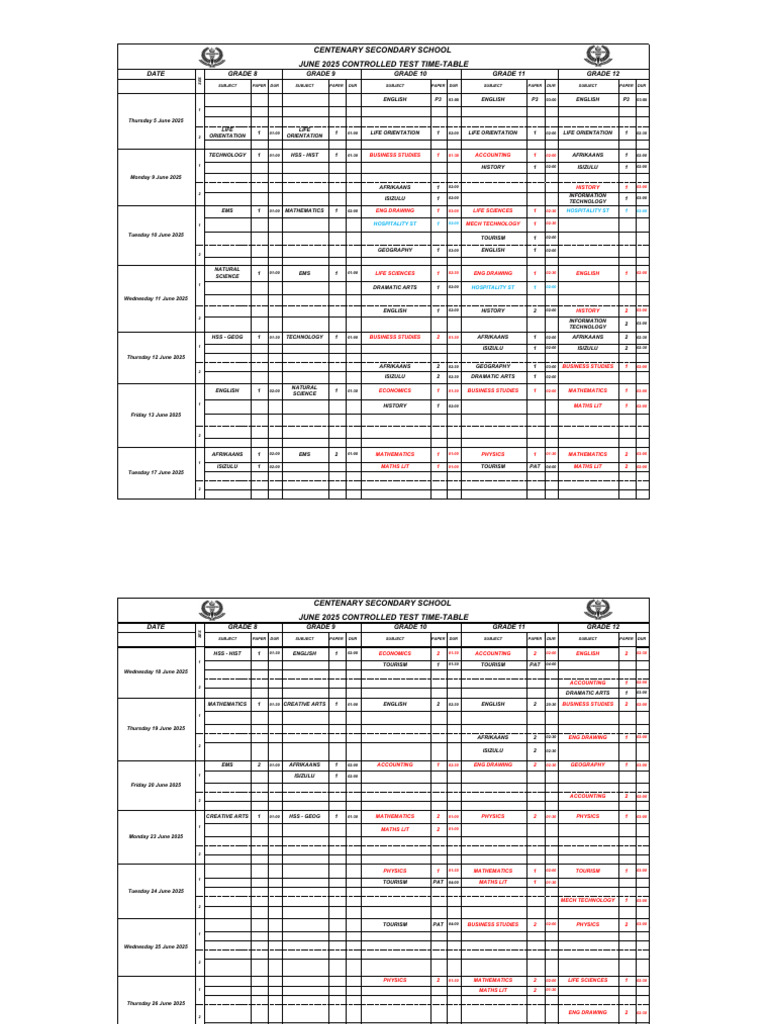 JCT TIMETABLE 2025.Xls (Compatibility Mode) | PDF | Inquiry | Science