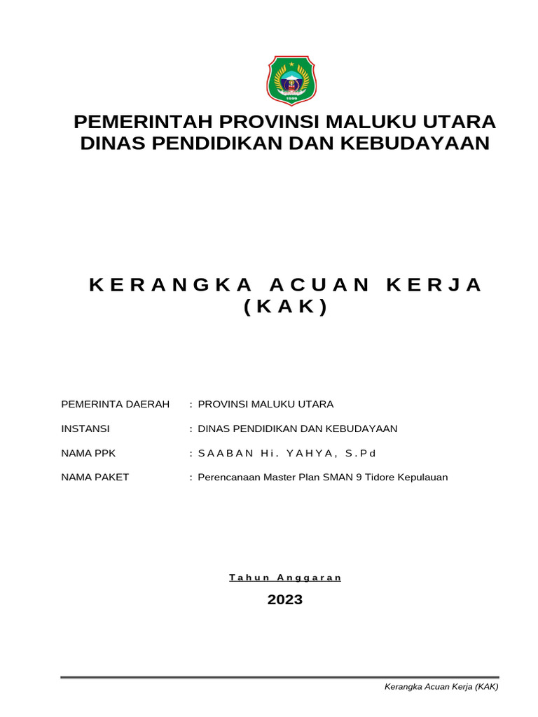 KAK Perencanaan Master Plan SMA | PDF
