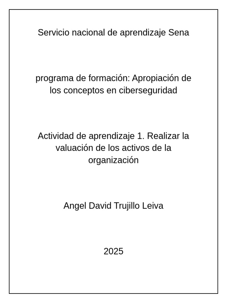 Servicio Nacional de Aprendizaje Sena Actividad 1 | PDF | Instituto ...
