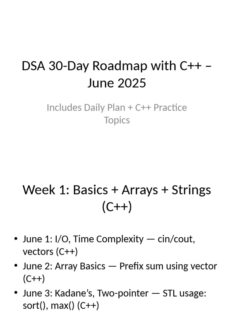 DSA 30 Day Roadmap June 2025 CPP | PDF