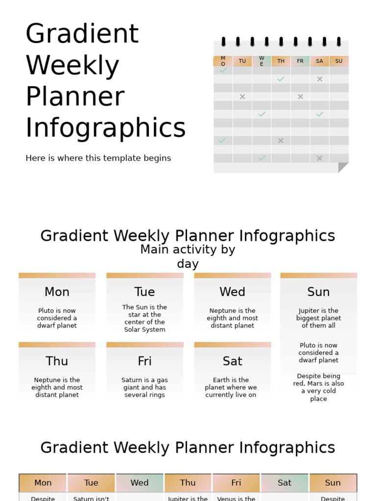 Gradient Weekly Planner Infographics by Slidesgo | PDF | Planets ...