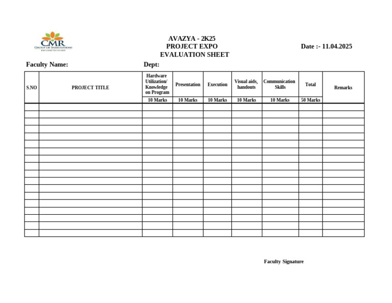 Project Expo - 2k25 Evaluation Sheet | PDF