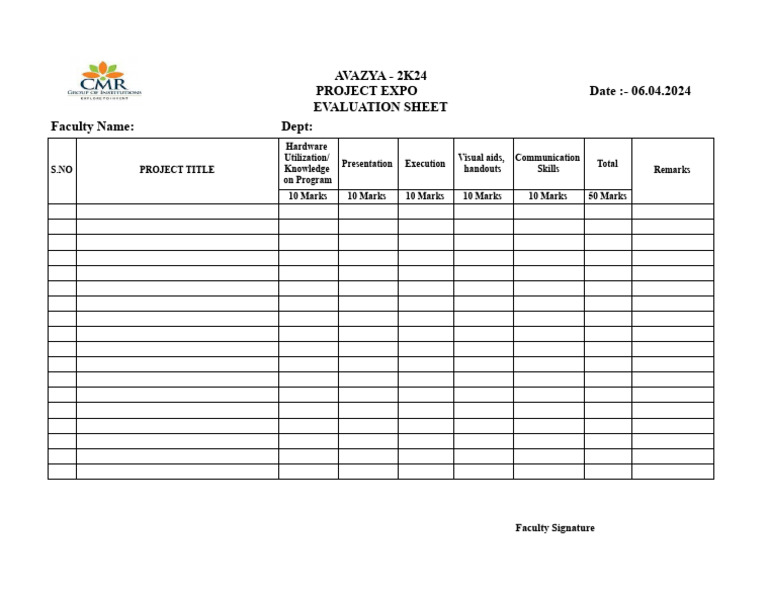 Project Expo - 2k25 Evaluation Sheet | PDF