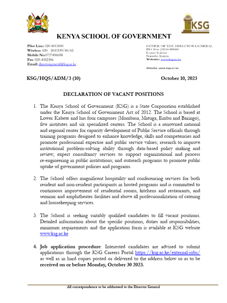 KSG Job Vacancies Announcement 2023 | PDF | Educational Technology | Audit