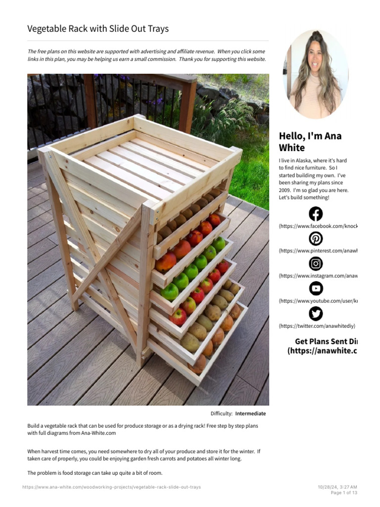 DIY Slide-Out Vegetable Rack Plans | PDF | Industrial Processes | Materials