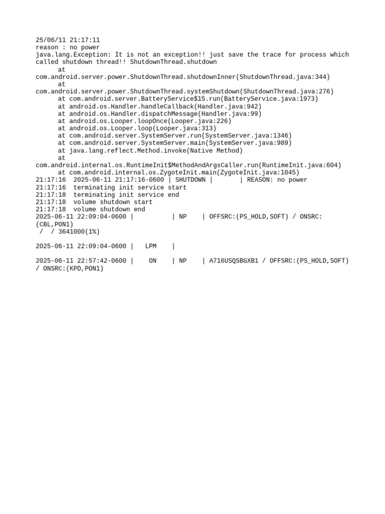 Power Off Reset Reason | PDF