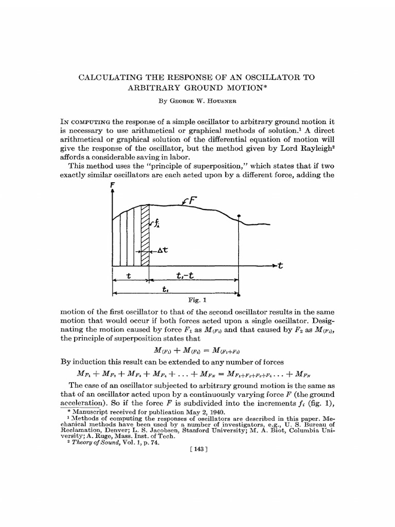 Calculating The Response of An Oscillator To Arbitrary Ground Motion ...