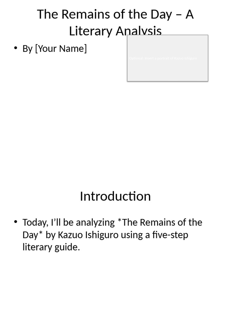 The Remains of The Day Analysis With Images | PDF
