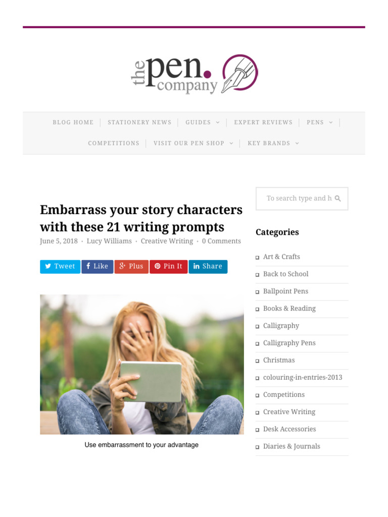 21 Embarrassing Story Prompts | PDF | Pen