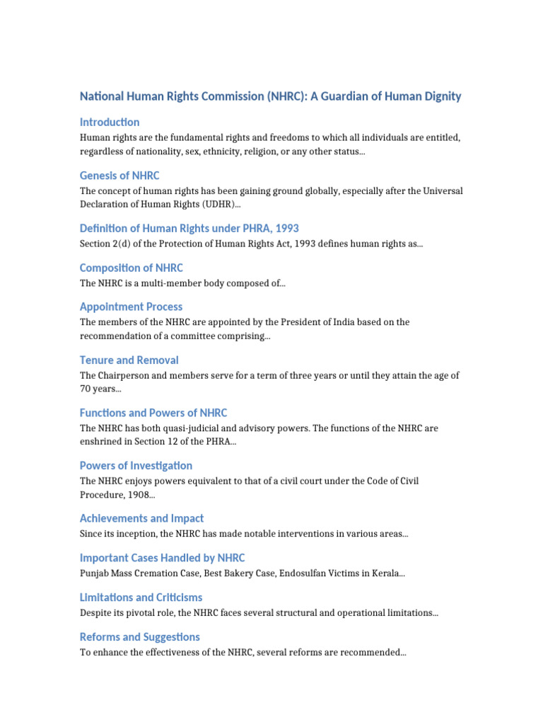 NHRC Assignment | PDF