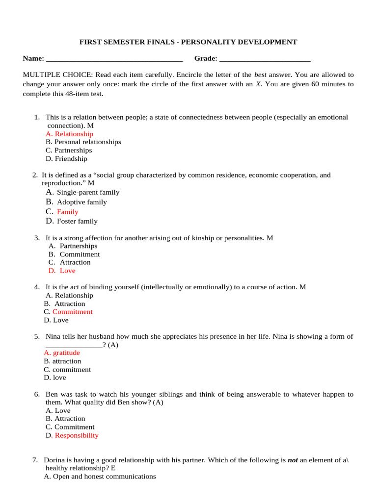 Edited 2nd Quarter 48 Questions in PERDEV | PDF | Family | Teachers