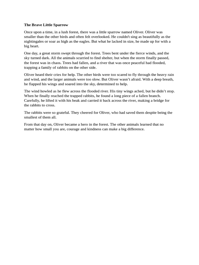 The Brave Little Sparrow | PDF