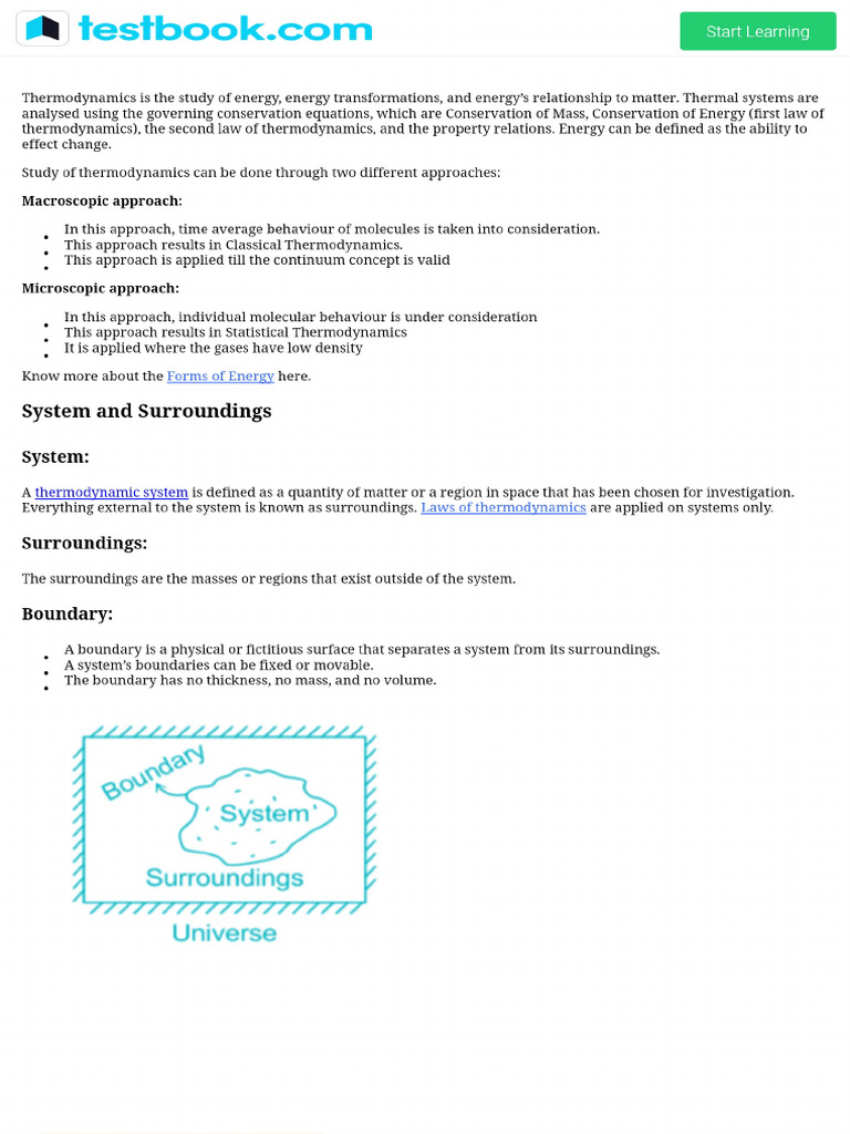 Short Note On Thermodynamics - System, Equilibrium & Zeroth Law | PDF