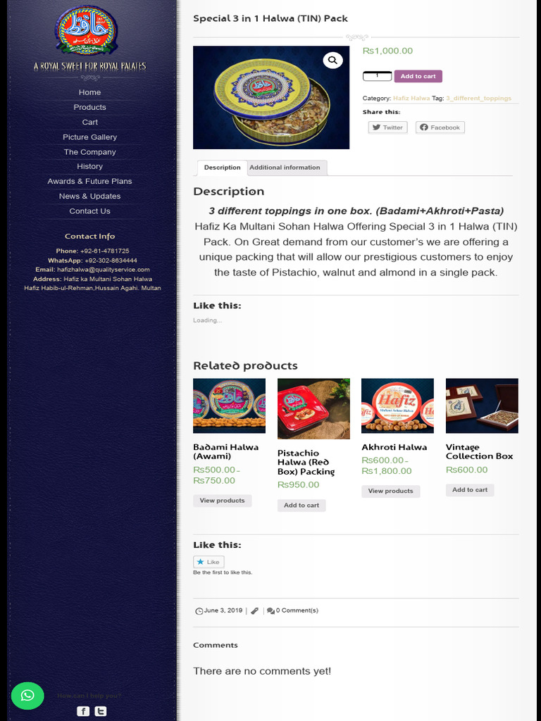 Special 3 in 1 Halwa (TIN) Pack - Hafiz HalwaHafiz Halwa | PDF