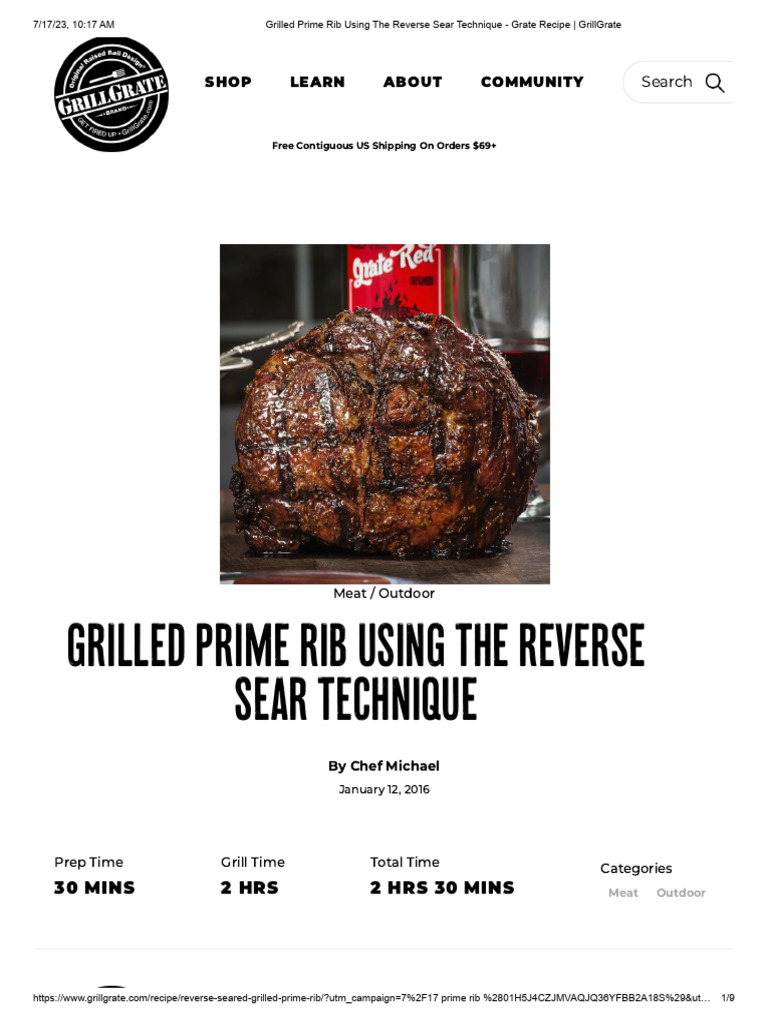 Grilled Prime Rib Using The Reverse Sear Technique - Grate Recipe ...