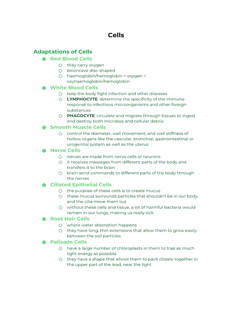 Types and Functions of Human Cells | PDF