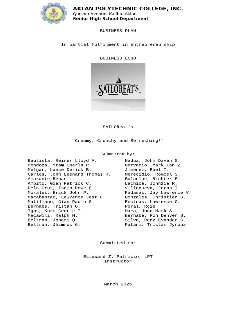 Business Plan PBM 12 A 1 | PDF | Sauce | Lemonade