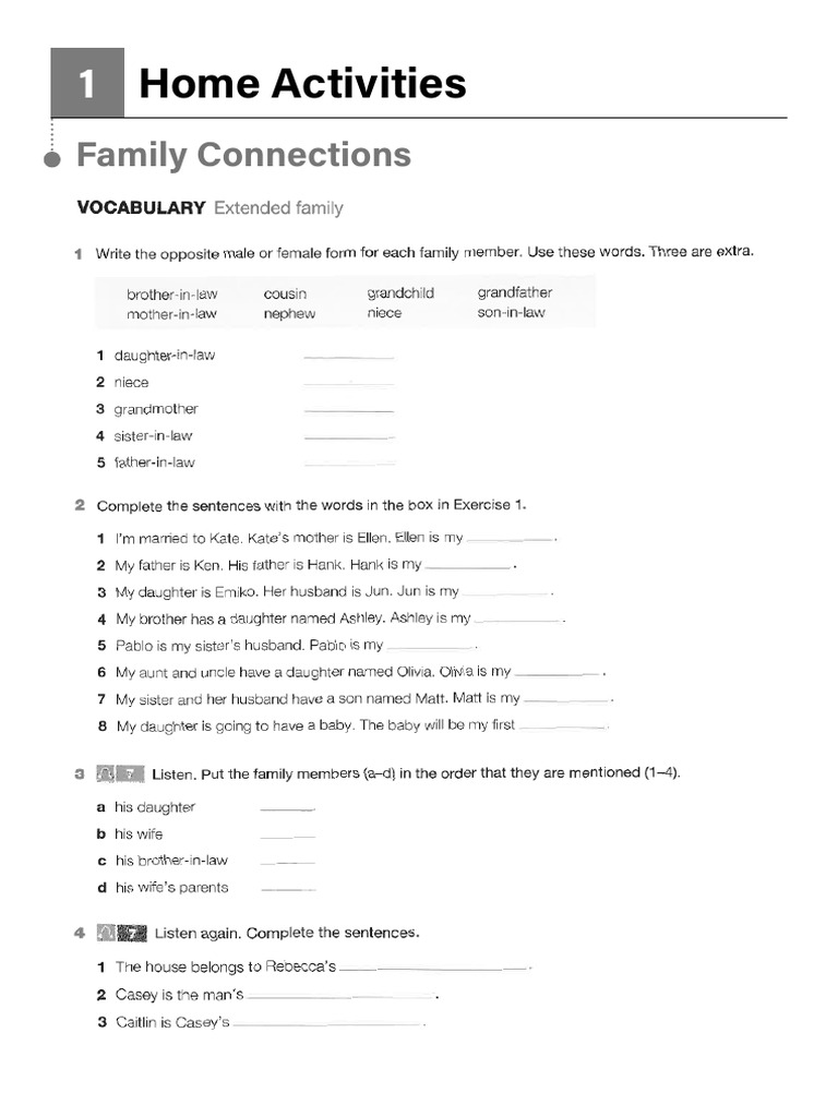 Home Activities - Family Connections - Part 1 | PDF