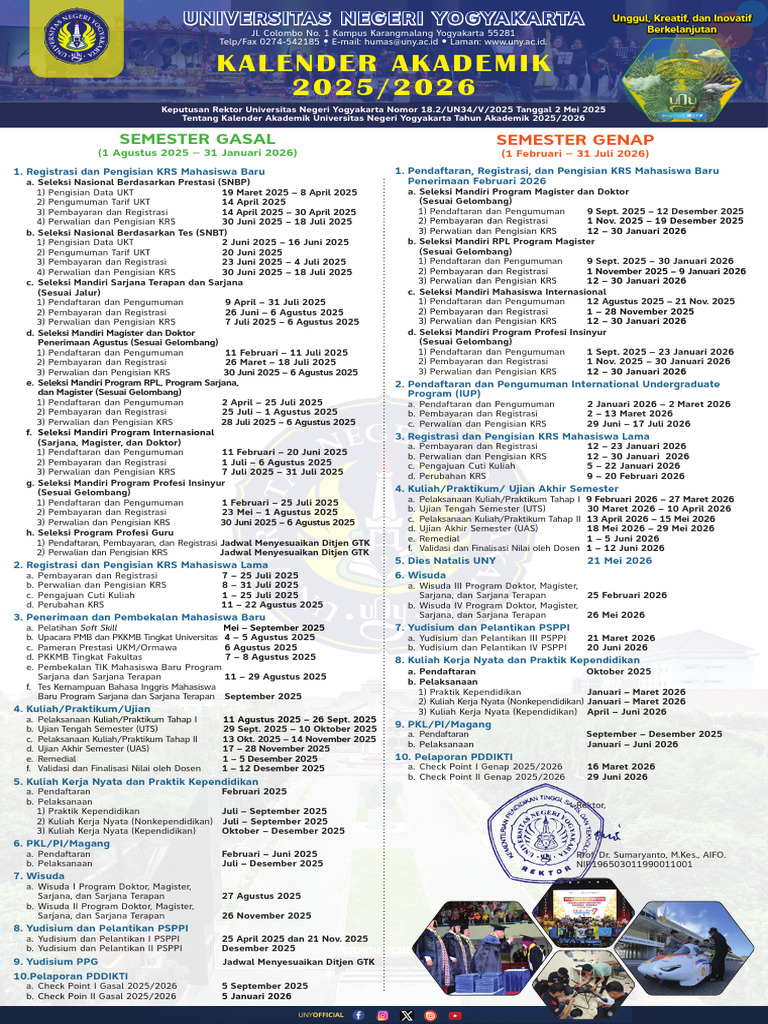 Kalender Akademik UNY 2025/2026 | PDF