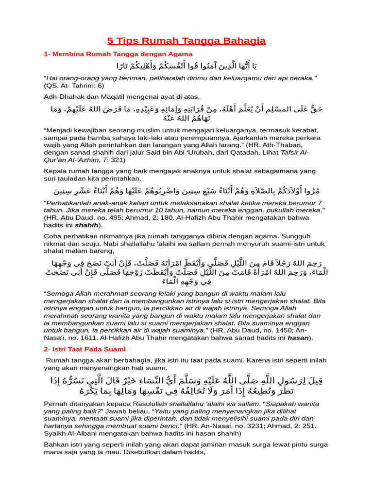 5 Tips Rumah Tangga Bahagia | PDF