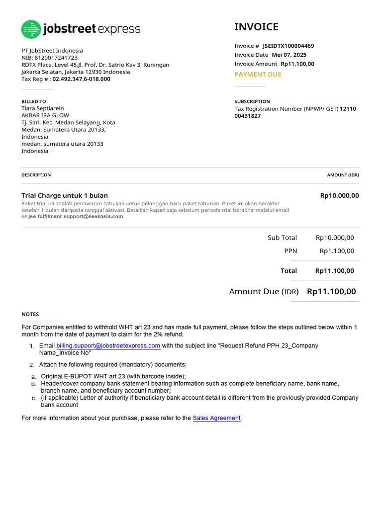 Invoice Jseidtx100004469 | PDF | Invoice | Taxes