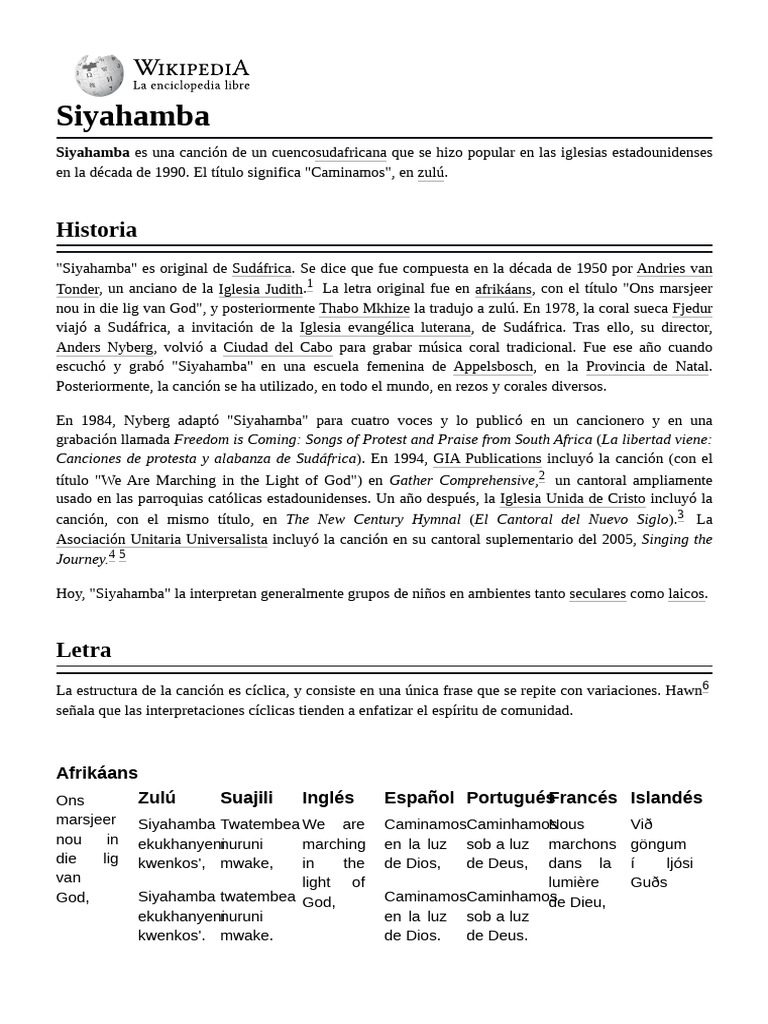Siyahamba | PDF | Canciones religiosas | Himnos