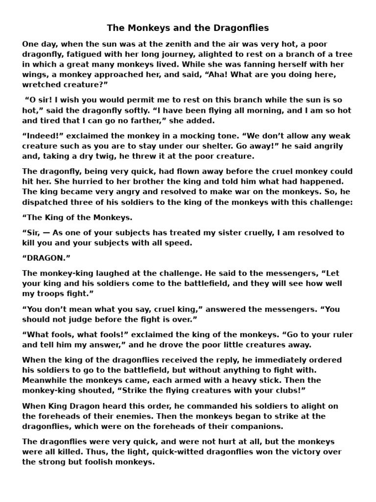 The Monkeys and The Dragonflies | PDF